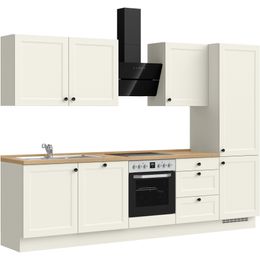 K&uuml;chenzeile Nobilia "Cascada II", NEU: individuell anpassbar mit gratis Profi-Beratung", wei&szlig; (k&uuml;che: wei&szlig;, korpus: lacklaminat wei&szlig;, arbeitsplatte: eiche sierra nachbildung), B:300,3cm H:216,6cm T:60cm, Komplettk&uuml;chen-Sets, K&uuml;chenzeile, vormontiert, Breite 300 cm, Ausrichtung w&auml;hlbar, wahlw. mit E-Ger&auml;ten
