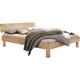 Holzbett Hasena "Prato", braun (eiche bianco, ge&ouml;lt, eiche bianco, ge&ouml;lt), B:166cm H:41cm L:214cm, Eiche massiv, Betten, Fu&szlig;h&ouml;he 25 cm