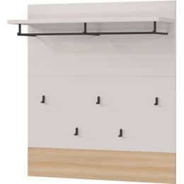 Garderobenpaneel Germania "Arluno", kaschmir, lindberg, eiche, nachbildung, B:96cm H:107cm T:30cm, Holzwerkstoff, Garderobenpaneele, Garderobenpaneel, Kleiderstange und -haken aus Metall