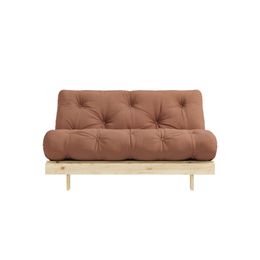 Daybett Karup Design "Roots Sofa Bed, Schlafsofa,, Bettfunktion, FSC-Massivholz", braun (clay braun), B:140cm H:85cm, Bezug: 80% Baumwolle, 20% Polyester, Daybetten, Inkl. Futonmatratze, Made in Europe, langlebig, B: 140 oder 160 cm