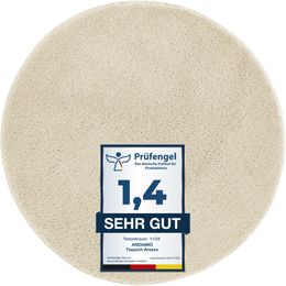 Badematte ANDIAMO "Arezzo, Badvorleger, Badezimmer Teppich, Duschvorleger", beige (creme), H:16mm, Polyester, Badematten, Badematte, Uni Farben, weich & kuschelig, auch in rund & als 2er Set erh&auml;ltlich