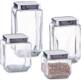 Vorratsglas zeller PRESENT, transparent, B:11cm L:11cm, Glas, Lebensmittelaufbewahrungsbeh&auml;lter, dekorativ und praktisches Set