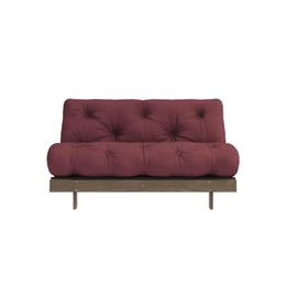 Daybett Karup Design "Roots Sofa Bed, Schlafsofa,, Bettfunktion, FSC-Massivholz", rot (bordeaux), B:140cm H:85cm, Bezug: 80% Baumwolle, 20% Polyester, Daybetten, Inkl. Futonmatratze, Made in Europe, langlebig, B: 140 oder 160 cm