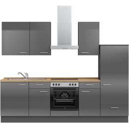 K&uuml;chenzeile Nobilia "Flash I", NEU: individuell anpassbar mit gratis Profi-Beratung", grau (k&uuml;che: grau, korpus: schiefergrau, arbeitsplatte: eiche sierra nachbildung), B:270,3cm H:216,6cm T:60cm, Komplettk&uuml;chen-Sets, K&uuml;chenzeile, vormontiert, Breite 270 cm, Ausrichtung w&auml;hlbar, wahlw. mit E-Ger&auml;ten