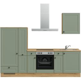 K&uuml;chenzeile Nobilia "Cascada I", NEU: individuell anpassbar mit gratis Profi-Beratung", gr&uuml;n (k&uuml;che: gr&uuml;n, korpus: lacklaminat schilffarben, arbeitsplatte: eiche sierra nachbildung), B:270,3cm H:216,6cm T:60cm, Komplettk&uuml;chen-Sets, K&uuml;chenzeile, vormontiert, Breite 270 cm, Ausrichtung w&auml;hlbar, wahlw. mit E-Ger&auml;ten