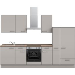 K&uuml;chenzeile Nobilia "Touch I", NEU: individuell anpassbar mit gratis Profi-Beratung", grau (k&uuml;che: grau, korpus: steingrau, arbeitsplatte: eiche havanna nachbildung), B:300,3cm H:216,6cm T:60cm, Komplettk&uuml;chen-Sets, K&uuml;chenzeile, vormontiert, Breite 300 cm, Ausrichtung w&auml;hlbar, wahlw. mit E-Ger&auml;ten