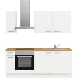 K&uuml;chenzeile Nobilia "Touch I", NEU: individuell anpassbar mit gratis Profi-Beratung", wei&szlig; (k&uuml;che: wei&szlig;, korpus: alpinwei&szlig;, arbeitsplatte: eiche sierra nachbildung), B:210,3cm H:216,6cm T:60cm, Komplettk&uuml;chen-Sets, K&uuml;chenzeile, vormontiert, Breite 210 cm, Ausrichtung w&auml;hlbar, wahlw. mit E-Ger&auml;ten