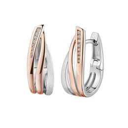 Paar Creolen ZEEme "925/- Sterling Silber rhodiniert/ros&eacute;", mehrfarbig, wei&szlig;, Ohrringe, Damen, one-size, Silber 925 (Sterlingsilber)