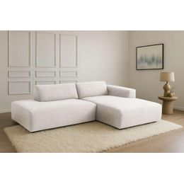 Ecksofa Home Affaire "Noord mit Kedernaht, Breite 227 cm, L-Form", beige (cream), B:227cm H:71cm T:161cm, 100% Polyester, Sofas, Ecksofa, Cord, Struktur, Webstoff, mit Wellenunterfederung, Massivholzrahmen