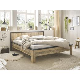 Einzelbett Home Affaire "SHERWOOD Liegefl&auml;che 90/140 oder 180x200 cm", braun (old style hell dekor), B:200cm H:93cm L:213cm, Betten, aus FSC-zertifiziertem Holzwerkstoff, rustikaler Landhausstil