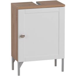 Waschbeckenunterschrank Schildmeyer "Jesper Breite 40,3 cm", wei&szlig; (artisan eichefarben, mattwei&szlig;), B:40,3cm H:58,5cm T:32cm, FSC-zertifizierter Holzwerkstoff, Schr&auml;nke, Waschbeckenunterschrank, T&uuml;r in Landhausoptik, Griff und Beschl&auml;ge aus Metall