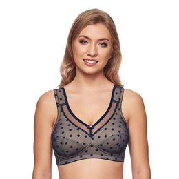 B&uuml;gelloser BH SuSa "Prints", Damen, Gr. 100, Cup G, blau (deep ocean), Single Jersey, Obermaterial: 57% Baumwolle, 38% Polyamid, 5% Elasthan, gepunktet, bequem, BHs, gen&auml;hte Cups, gepunktet, Baumwollmix, elastisch, Komforttr&auml;ger