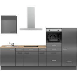 K&uuml;chenzeile Nobilia "Flash I", NEU: individuell anpassbar mit gratis Profi-Beratung", grau (k&uuml;che: grau, korpus: schiefergrau, arbeitsplatte: eiche sierra nachbildung), B:300,3cm H:216,6cm T:60cm, Komplettk&uuml;chen-Sets, K&uuml;chenzeile, vormontiert, Breite 300 cm, Ausrichtung w&auml;hlbar, wahlw. mit E-Ger&auml;ten