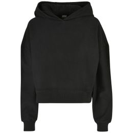 Rundhalspullover Urban Classics "Urban Classics Damen Ladies Oversized Short Rib Hoody", Damen, Gr. 5XL, schwarz, 100% Baumwolle, unifarben, oversize, ohne Ausschnitt, Pullover Rundhalspullover
