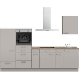 K&uuml;chenzeile Nobilia "Touch I", NEU: individuell anpassbar mit gratis Profi-Beratung", grau (k&uuml;che: grau, korpus: steingrau, arbeitsplatte: eiche havanna nachbildung), B:300,3cm H:216,6cm T:60cm, Komplettk&uuml;chen-Sets, K&uuml;chenzeile, vormontiert, Breite 300 cm, Ausrichtung w&auml;hlbar, wahlw. mit E-Ger&auml;ten