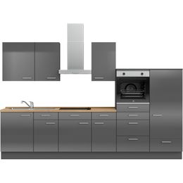K&uuml;chenzeile Nobilia "Flash I", NEU: individuell anpassbar mit gratis Profi-Beratung", grau (k&uuml;che: grau, korpus: schiefergrau, arbeitsplatte: eiche sierra nachbildung), B:330,3cm H:216,6cm T:60cm, Komplettk&uuml;chen-Sets, K&uuml;chenzeile, vormontiert, Breite 330 cm, Ausrichtung w&auml;hlbar, wahlw. mit E-Ger&auml;ten