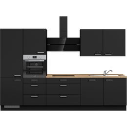 K&uuml;chenzeile Nobilia "Touch II", NEU: individuell anpassbar mit gratis Profi-Beratung", schwarz (k&uuml;che: schwarz, korpus: schwarz, arbeitsplatte: eiche sierra nachbildung), B:330,3cm H:216,6cm T:60cm, Komplettk&uuml;chen-Sets, K&uuml;chenzeile, vormontiert, Breite 330 cm, Ausrichtung w&auml;hlbar, wahlw. mit E-Ger&auml;ten