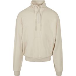 Funktions-Kapuzensweatjacke Urban Classics "Urban Classics Herren Organic Drawstring Troyer", Herren, Gr. L, softseagrass, 100% Baumwolle (Bio), unifarben, Sweatjacken