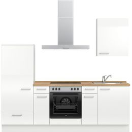 K&uuml;chenzeile Nobilia "Flash I", NEU: individuell anpassbar mit gratis Profi-Beratung", wei&szlig; (k&uuml;che: wei&szlig;, korpus: alpinwei&szlig;, arbeitsplatte: eiche sierra nachbildung), B:240,3cm H:216,6cm T:60cm, Komplettk&uuml;chen-Sets, K&uuml;chenzeile, vormontiert, Breite 240 cm, Ausrichtung w&auml;hlbar, wahlw. mit E-Ger&auml;ten