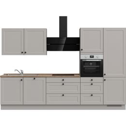 K&uuml;chenzeile Nobilia "Cascada II", NEU: individuell anpassbar mit gratis Profi-Beratung", grau (k&uuml;che: grau, korpus: lacklaminat steingraufarben, arbeitsplatte: eiche havanna nachbildung), B:330,3cm H:216,6cm T:60cm, Komplettk&uuml;chen-Sets, K&uuml;chenzeile, vormontiert, Breite 330 cm, Ausrichtung w&auml;hlbar, wahlw. mit E-Ger&auml;ten