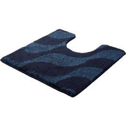 Badematte Kleine Wolke "&raquo;Onda&laquo;, Badvorleger, Badezimmer Teppich", blau (navy), H:15mm, Polyacryl, Badematten, Badematte, Badteppich, modernes Ton in Ton Wellendesign, flauschig
