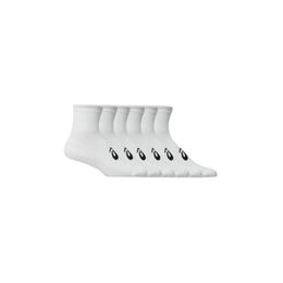 Sportsocken asics "6 PACK QUARTER SOCK", Damen, Gr. S (35/38), brilliant wei&szlig;, Obermaterial: 69% Baumwolle, 24% Polyester, 5% Nylon, 2% sonstige Fasern, Socken Sportsocken, f&uuml;r Erwachsene, d&auml;mpfende Wirkung, mit Mesh-Knit-Gewebe