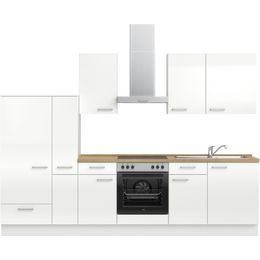 K&uuml;chenzeile Nobilia "Flash I", NEU: individuell anpassbar mit gratis Profi-Beratung", wei&szlig; (k&uuml;che: wei&szlig;, korpus: alpinwei&szlig;, arbeitsplatte: eiche sierra nachbildung), B:300,3cm H:216,6cm T:60cm, Komplettk&uuml;chen-Sets, K&uuml;chenzeile, vormontiert, Breite 300 cm, Ausrichtung w&auml;hlbar, wahlw. mit E-Ger&auml;ten