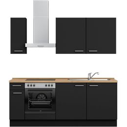 K&uuml;chenzeile Nobilia "Touch I", NEU: individuell anpassbar mit gratis Profi-Beratung", schwarz (k&uuml;che: schwarz, korpus: schwarz, arbeitsplatte: eiche sierra nachbildung), B:210,3cm H:216,6cm T:60cm, Komplettk&uuml;chen-Sets, K&uuml;chenzeile, vormontiert, Breite 210 cm, Ausrichtung w&auml;hlbar, wahlw. mit E-Ger&auml;ten