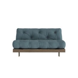 Daybett Karup Design "Roots Sofa Bed, Schlafsofa,, Bettfunktion, FSC-Massivholz", blau (petrol blau), B:160cm H:85cm, Bezug: 80% Baumwolle, 20% Polyester, Daybetten, Inkl. Futonmatratze, Made in Europe, langlebig, B: 140 oder 160 cm