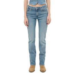 Bootcut-Jeans Mustang "Damen Style Shelby Slim Boot", Damen, Gr. 29, L&auml;nge 30, 301 mittelblau, Denim/Jeans, 99% Baumwolle, 1% Elasthan, gestreift, bootcut fit, Jeans