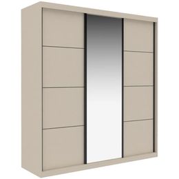 Schwebet&uuml;renschrank OTTO HOME "Tonara Schrank, Kleiderschrank 2,00m Breite, Schiebet&uuml;renschrank", beige (kaschmir, spiegel), B:200cm H:216cm T:59cm, Melamin, Schr&auml;nke, Schwebet&uuml;renschrank, inklusive Spiegelt&uuml;r, 2 Kleiderstangen & 4 Schubkastenausz&uuml;gen