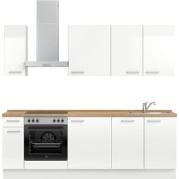 K&uuml;chenzeile Nobilia "Flash I", NEU: individuell anpassbar mit gratis Profi-Beratung", wei&szlig; (k&uuml;che: wei&szlig;, korpus: alpinwei&szlig;, arbeitsplatte: eiche sierra nachbildung), B:240,3cm H:216,6cm T:60cm, Komplettk&uuml;chen-Sets, K&uuml;chenzeile, vormontiert, Breite 240 cm, Ausrichtung w&auml;hlbar, wahlw. mit E-Ger&auml;ten