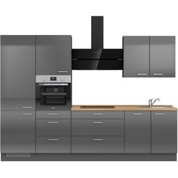 K&uuml;chenzeile Nobilia "Flash II", NEU: individuell anpassbar mit gratis Profi-Beratung", grau (k&uuml;che: grau, korpus: schiefergrau, arbeitsplatte: eiche sierra nachbildung), B:300,3cm H:216,6cm T:60cm, Komplettk&uuml;chen-Sets, K&uuml;chenzeile, vormontiert, Breite 300 cm, Ausrichtung w&auml;hlbar, wahlw. mit E-Ger&auml;ten