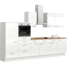 K&uuml;chenzeile Nobilia "Flash I", NEU: individuell anpassbar mit gratis Profi-Beratung", wei&szlig; (k&uuml;che: wei&szlig;, korpus: alpinwei&szlig;, arbeitsplatte: eiche sierra nachbildung), B:330,3cm H:216,6cm T:60cm, Komplettk&uuml;chen-Sets, K&uuml;chenzeile, vormontiert, Breite 330 cm, Ausrichtung w&auml;hlbar, wahlw. mit E-Ger&auml;ten
