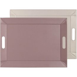 Tablett freeform "DUO, 2-farbiges Wendetablett, Tablett und Tisch-Set in einem, wendbar", rosa (altrosa, creme), B:35cm H:0,8cm L:45cm, Kunstleder, Tabletts, mit Doppelfunktion, pflegeleicht und kann platzsparend verstaut werden