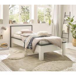 Einzelbett Home Affaire "SHERWOOD Liegefl&auml;che 90/140 oder 180x200 cm", wei&szlig; (pinie wei&szlig; dekor), B:110cm H:93cm L:213cm, Betten, aus FSC-zertifiziertem Holzwerkstoff, rustikaler Landhausstil