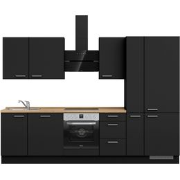 K&uuml;chenzeile Nobilia "Touch II", NEU: individuell anpassbar mit gratis Profi-Beratung", schwarz (k&uuml;che: schwarz, korpus: schwarz, arbeitsplatte: eiche sierra nachbildung), B:300,3cm H:216,6cm T:60cm, Komplettk&uuml;chen-Sets, K&uuml;chenzeile, vormontiert, Breite 300 cm, Ausrichtung w&auml;hlbar, wahlw. mit E-Ger&auml;ten