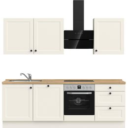 K&uuml;chenzeile Nobilia "Cascada II", NEU: individuell anpassbar mit gratis Profi-Beratung", wei&szlig; (k&uuml;che: wei&szlig;, korpus: lacklaminat wei&szlig;, arbeitsplatte: eiche sierra nachbildung), B:240,3cm H:216,6cm T:60cm, Komplettk&uuml;chen-Sets, K&uuml;chenzeile, vormontiert, Breite 240 cm, Ausrichtung w&auml;hlbar, wahlw. mit E-Ger&auml;ten