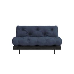 Daybett Karup Design "Roots Sofa Bed, Schlafsofa,, Bettfunktion, FSC-Massivholz", blau (navy), B:140cm H:85cm, Bezug: 80% Baumwolle, 20% Polyester, Daybetten, Inkl. Futonmatratze, Made in Europe, langlebig, B: 140 oder 160 cm