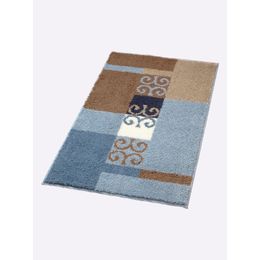 Badematte Grund Gr. 1, blau (bleu, beige), rechteckig (60cm x 90cm ), 1 Stk., Badematten, Badematte