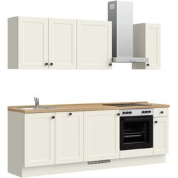 K&uuml;chenzeile Nobilia "Cascada I", NEU: individuell anpassbar mit gratis Profi-Beratung", wei&szlig; (k&uuml;che: wei&szlig;, korpus: lacklaminat wei&szlig;, arbeitsplatte: eiche sierra nachbildung), B:240,3cm H:216,6cm T:60cm, Komplettk&uuml;chen-Sets, K&uuml;chenzeile, vormontiert, Breite 240 cm, Ausrichtung w&auml;hlbar, wahlw. mit E-Ger&auml;ten