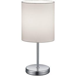 REALITY LEUCHTEN Schreibtischlampe "Jerry", wei&szlig; (wei&szlig;, chromfarben), 1, &Oslash; 13cm H: 28,5cm, 1 Stk., Leuchten, E14 Tischleuchte exkl. Leuchtmittel, mit Stoffschirm u. Schnurschalter, Tischlampe
