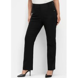 Webhose sheego, Damen, Gr. 100, Langgr&ouml;&szlig;en, schwarz, 70% Viskose, 25% Polyamid, 5% Elasthan, unifarben, Hosen