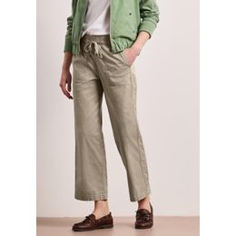 Paperbag-Hose Street One, Damen, Gr. 38, L&auml;nge 28, cobble stone (l&auml;nge 28), Web, Obermaterial: 98% Baumwolle, 2% Elasthan, unifarben, loose fit kn&ouml;chelfrei, Hosen Paperbag-Hose, mit elastischem Bund