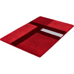 Badematte Kleine Wolke "&raquo;Ariana&laquo;, Badvorleger, Badezimmer Teppich", rubin, H:20mm, Polyester, Badematten, Badematte, Geometrisches Design mit kontrastierendem Mittelstreifen