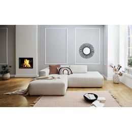 Ecksofa Home Affaire "Noord mit Kedernaht, Breite 227 cm, L-Form", beige (cream), B:227cm H:71cm T:161cm, 94% Polyester; 6% Nylon, Sofas, Ecksofa, Cord, Struktur, Webstoff, mit Wellenunterfederung, Massivholzrahmen