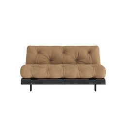 Daybett Karup Design "Roots Sofa Bed, Schlafsofa,, Bettfunktion, FSC-Massivholz", braun (mocca), B:160cm H:85cm, Bezug: 80% Baumwolle, 20% Polyester, Daybetten, Inkl. Futonmatratze, Made in Europe, langlebig, B: 140 oder 160 cm