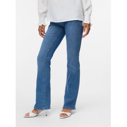 V&eacute;ro Moda Bootcut-Jeans VERO MODA "VMFLASH MR FLARED POCKET JNS RA3042 NOOS", Damen, Gr. M (38), L&auml;nge 32, blau (medium blau denim), Denim/Jeans, Obermaterial: 99% Baumwolle, 1% Elasthan, unifarben, lang, Jeans, Baumwollmischung mit Stretch, regular waist, skinny fit