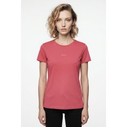 T-Shirt BOSS Orange "Elove Embro Premium Damenmode", Damen, Gr. M, medium rot 610, Single Jersey, Obermaterial: 100% Baumwolle, unifarben, schmal normal, Rundhals, Shirts T-Shirt, mit Rundhals, Slim Fit
