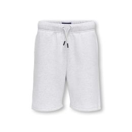 Sweatbermudas ONLY & SONS JUNIOR "OSJCERES SHORTS SWT NOOS", M&auml;dchen, Gr. 134, N-Gr, super light grau melange, angeraute Sweatware, Obermaterial: 65% Baumwolle, 35% Polyester, unifarben, regular fit kniefrei, Hosen, Baumwollmischung, regular fit